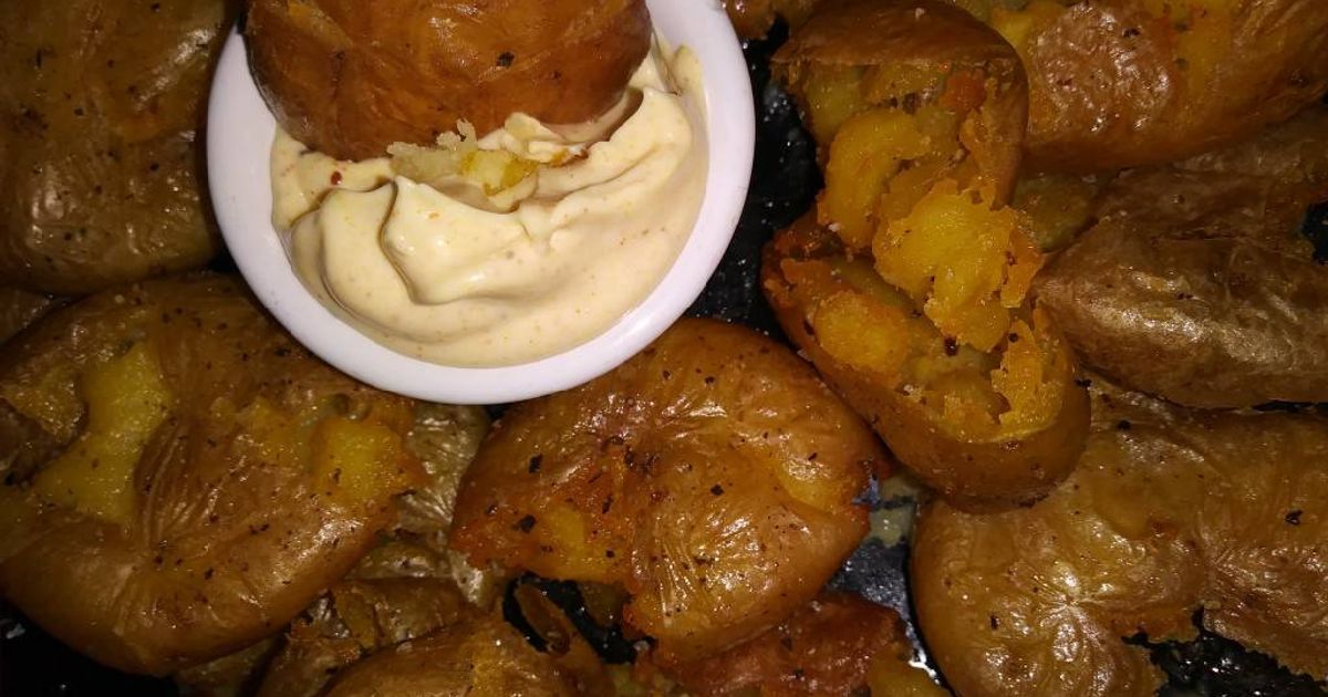 Botana Mini Papas Fritas Con Aderezo De Mayonesa Con Especias Receta de ...
