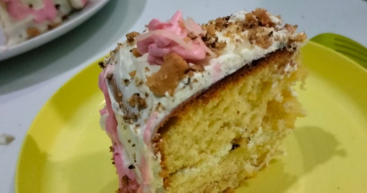 Resep cake with vanila krim and topping coklat rumahan enak dan mudah ...