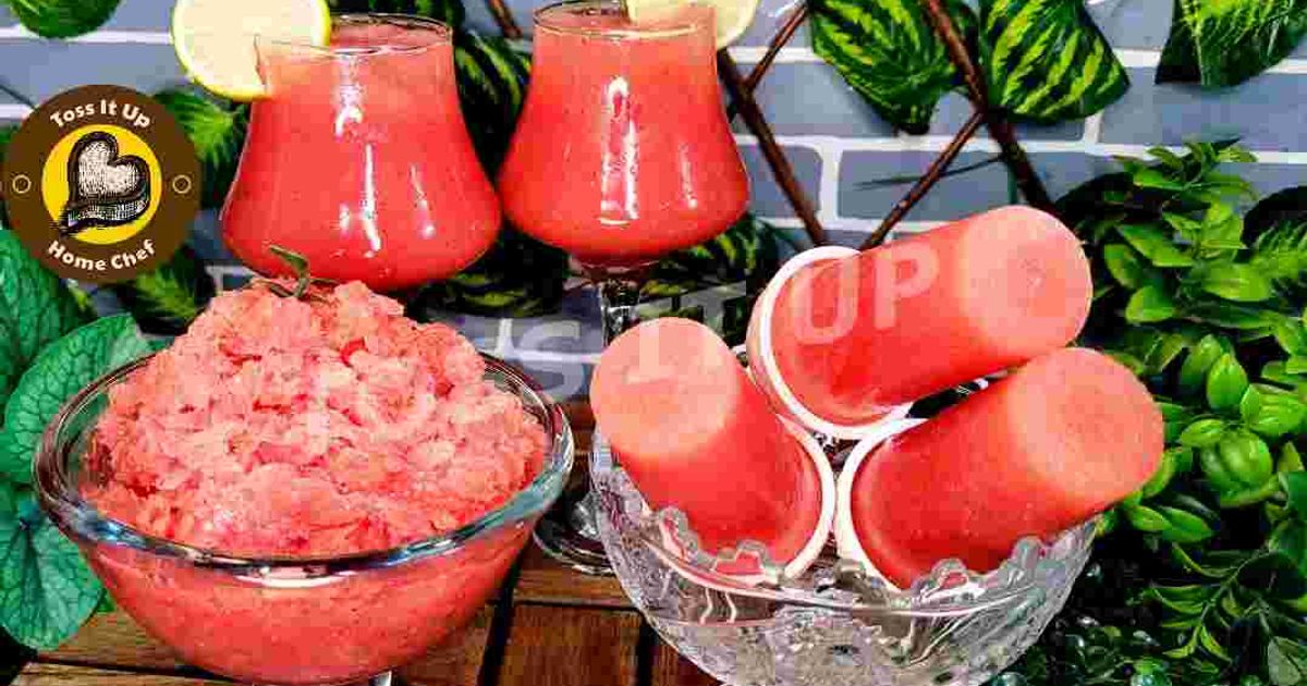 Non Alcoholic Watermelon Coolers Watermelon Slush Watermelon Ice Cream Three Varieties One ...