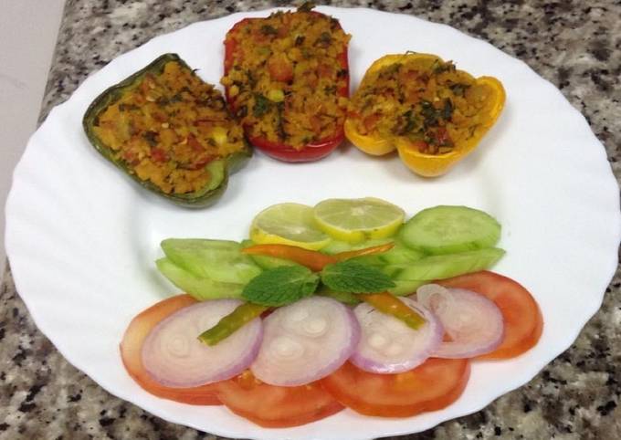 Baked Soya Stuffed Capsicum Cups { A dish with lots of color} Recipe by ...