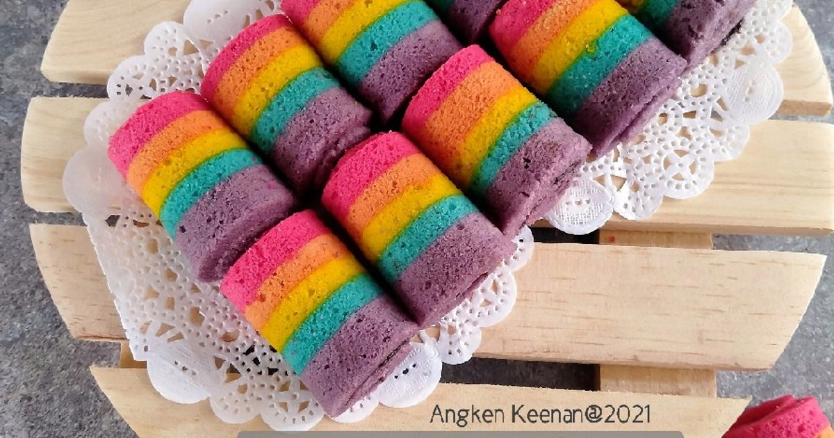 Resep Mini Rainbow Roll Cake (Bolu Gulung Rainbow Mini) oleh Angken ...