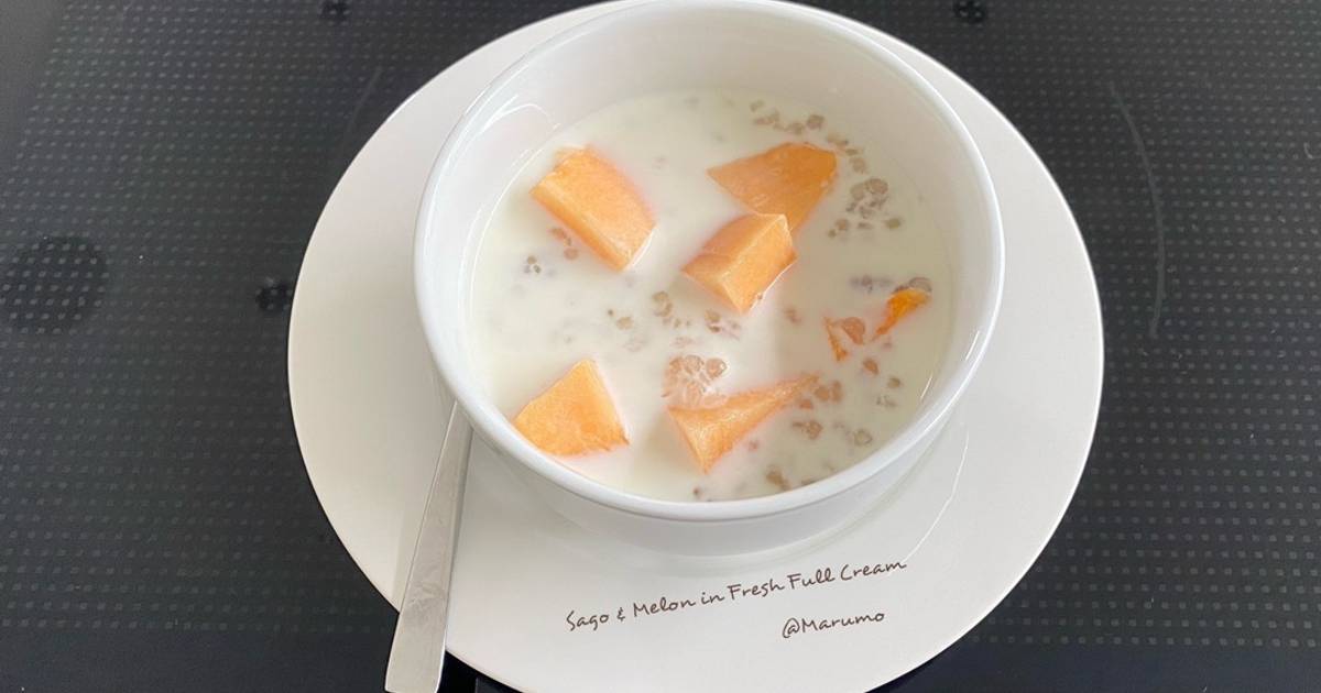 Sago & Melon in Fresh Full Cream Recipe by Marumo - Cookpad