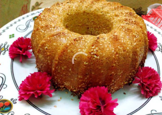 طريقة عمل كيكة السمسم على اصولها بطريقة سهلة وسريعة من الهام فاروق - كوكباد