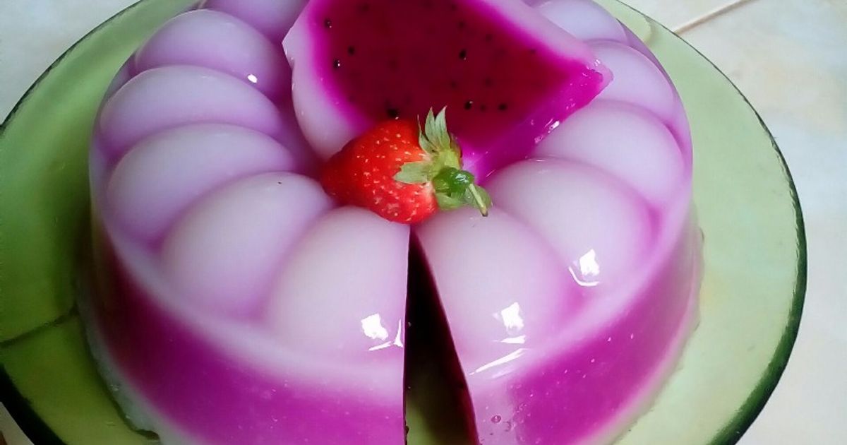 Resep Puding Buah Naga Lapis Susu oleh Dapur Anak Kost - Cookpad