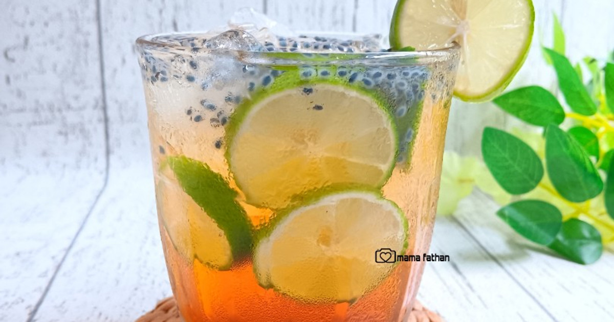 Resep Es Lemon Tea Selasih oleh Mama fathan - Cookpad
