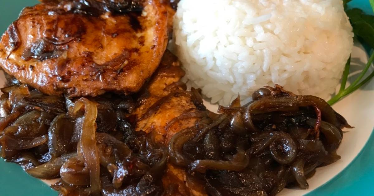 Pechuga de Pollo con Cebollas Caramelizadas y Arroz Receta de Rosanas ...