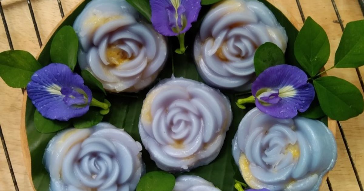 Resep Talam Pisang Bunga Telang oleh Mak Win - Cookpad