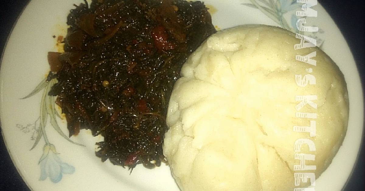 Tuwon Semolina da Miyar shuwaka(bitterleaf) girki daga Asmau Minjibir ...