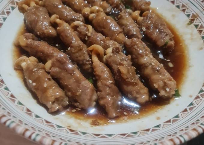 Resep Beef Enoki Roll With Yakiniku Sauce oleh purnama Indri - Cookpad