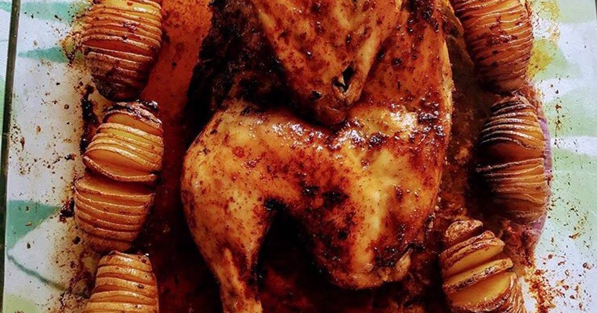 Pollo Cajún con patatitas Hasselback Receta de Sarita Tkt- Cookpad