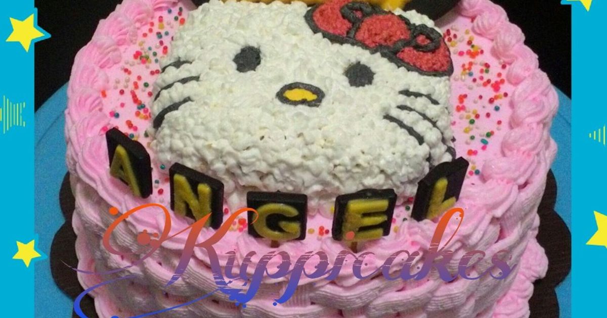 Resep Hello Kitty Cake Based Rainbow Cake oleh Widi - Cookpad