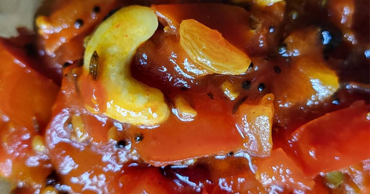 Sweet and nuts tomato chutney Recipe by Pragati Hakim - Cookpad