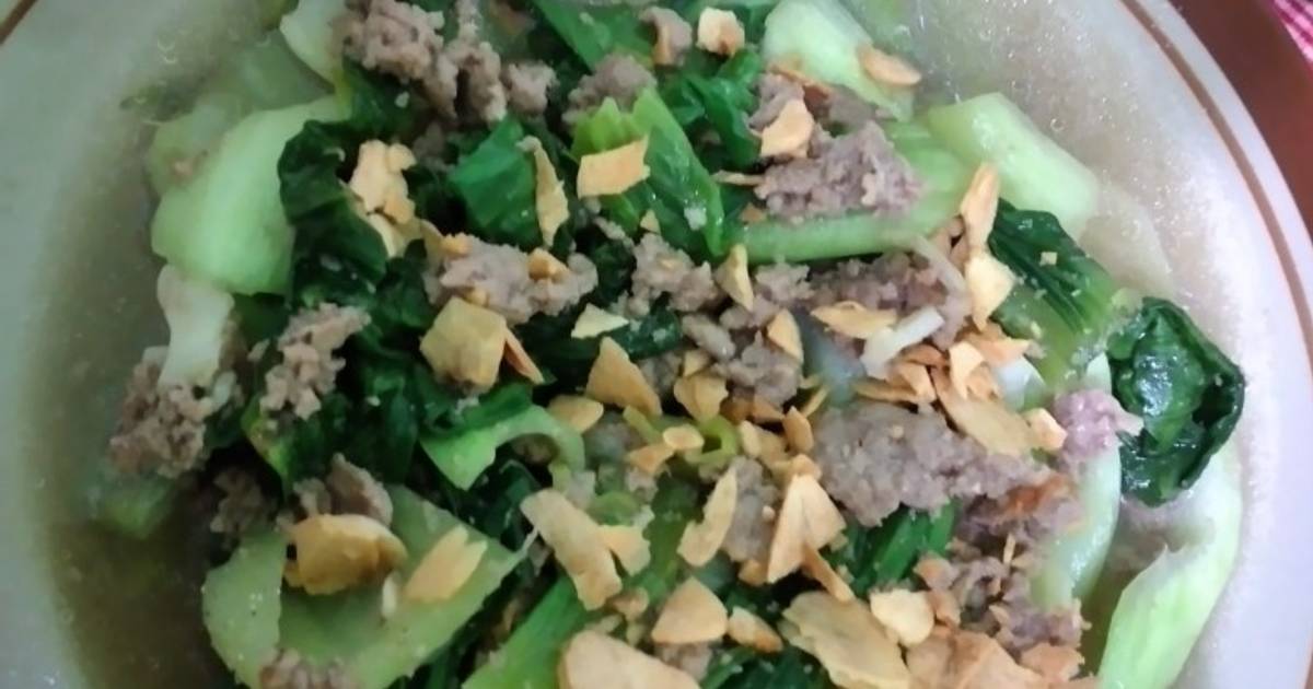 Resep Tumis sawi daging oleh karunia b. retnani - Cookpad