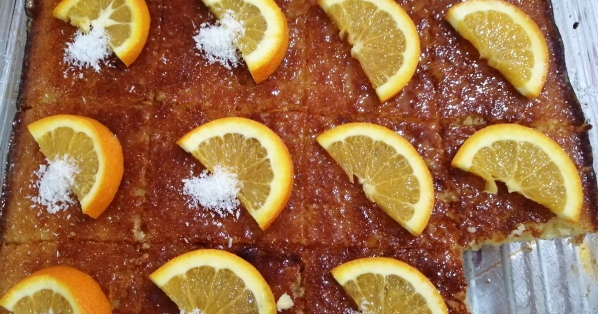 طريقة عمل بسبوسة الحمضيات بالليمون و البرتقال بنة متتوصفش 🍋🍊 على اصولها بطريقة سهلة وسريعة من ...