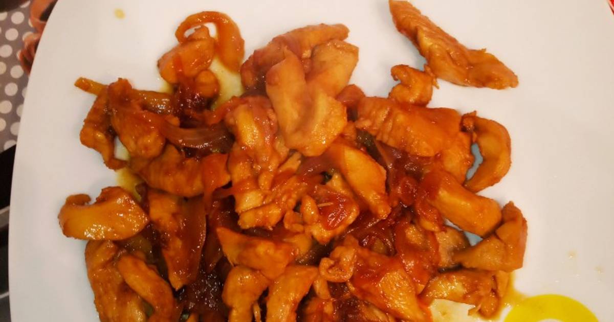 Tiritas de pollo a la sidra en reducción de salsa de soja Receta de ...