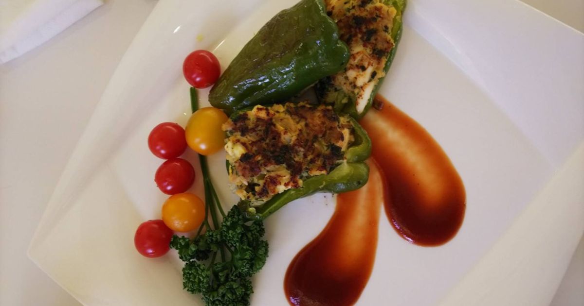 Easy! Chicken Egg Olive In Green Pepper Recipe by Aunty Eiko's ...