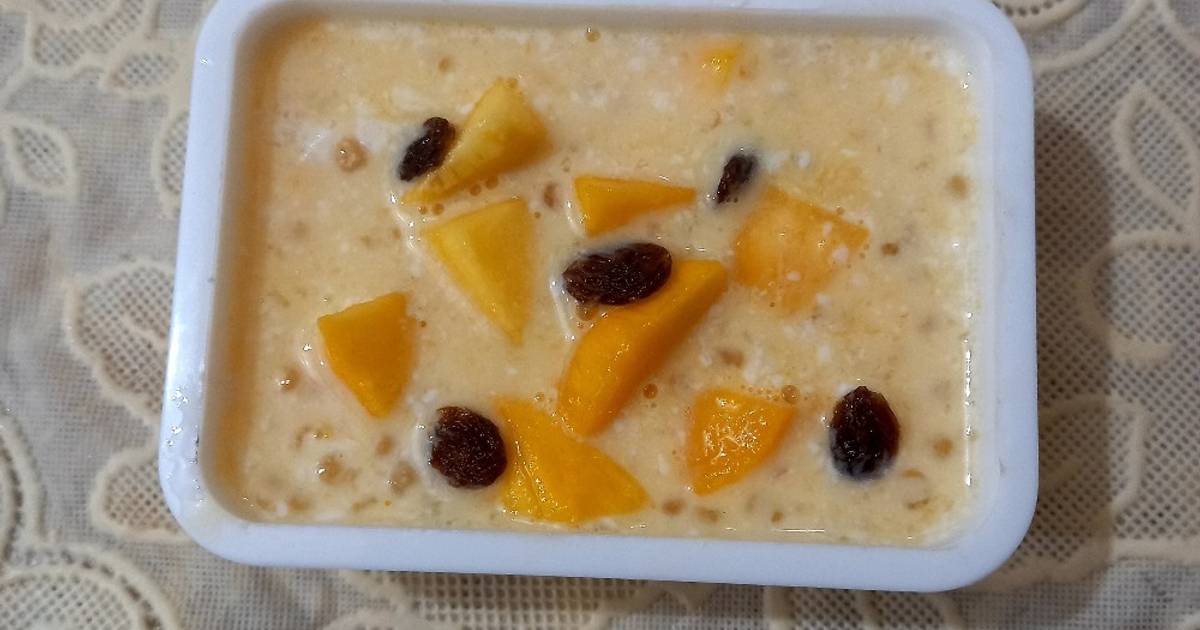 Sago dana with mango cubes 🥭 Recipe by Kulsoom Bukhari - Cookpad