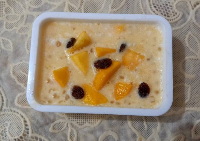 Sago dana with mango cubes 🥭 Recipe by Kulsoom Bukhari - Cookpad