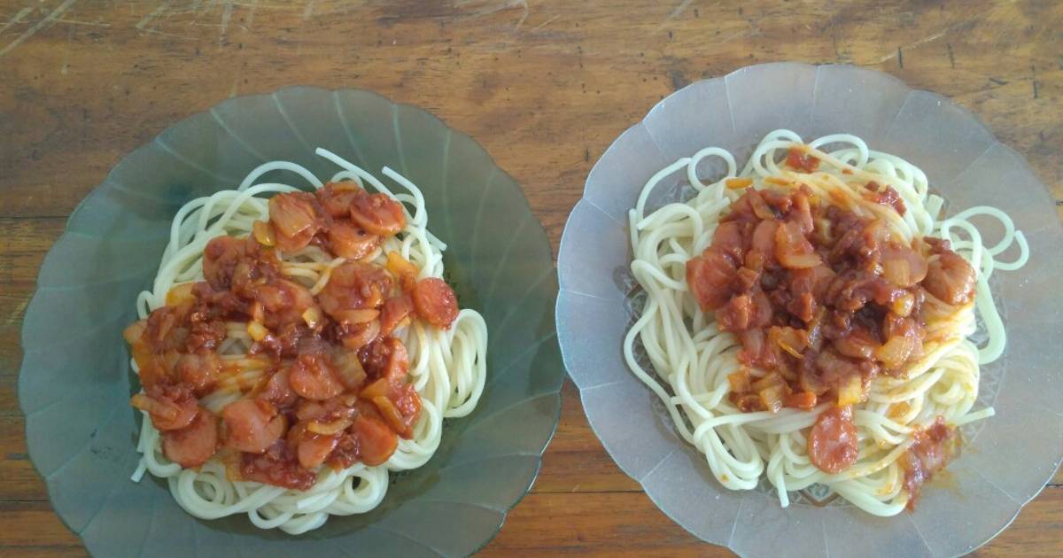 Resep Spaghetti home made tabur sosis oleh Yonna Aprilla - Cookpad