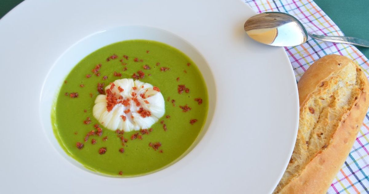 Crema De Guisantes Con Huevo Y Sal De Jamón Receta de ...