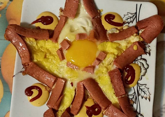 طرز تهیه سوسیس تخم مرغ ستاره ای ساده و خوشمزه توسط Zahra Rasi کوکپد