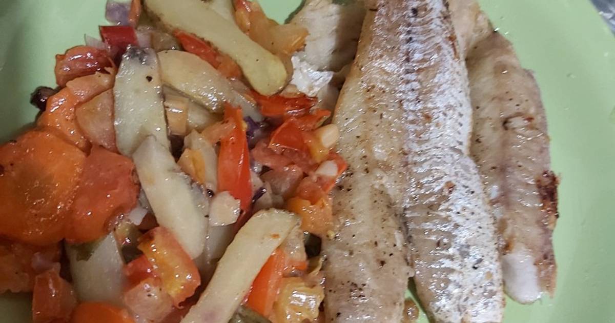 Filete de pescado con pimiento - 470 recetas caseras- Cookpad