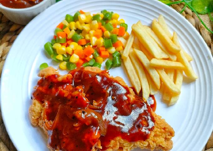 Resep Chicken Steak Sauce BBQ oleh Tria Aprilla - Cookpad