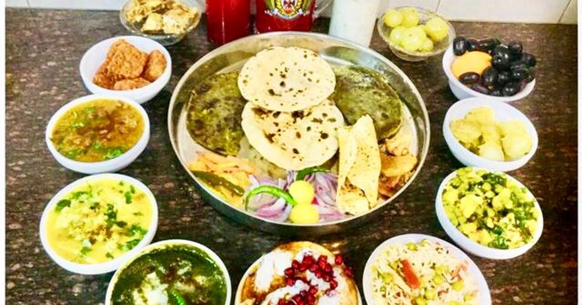 Punjabi Thali..Kadhi Pakoda,Sarson Ka Saag,Dahi Bhalla,Carrots Juice ...