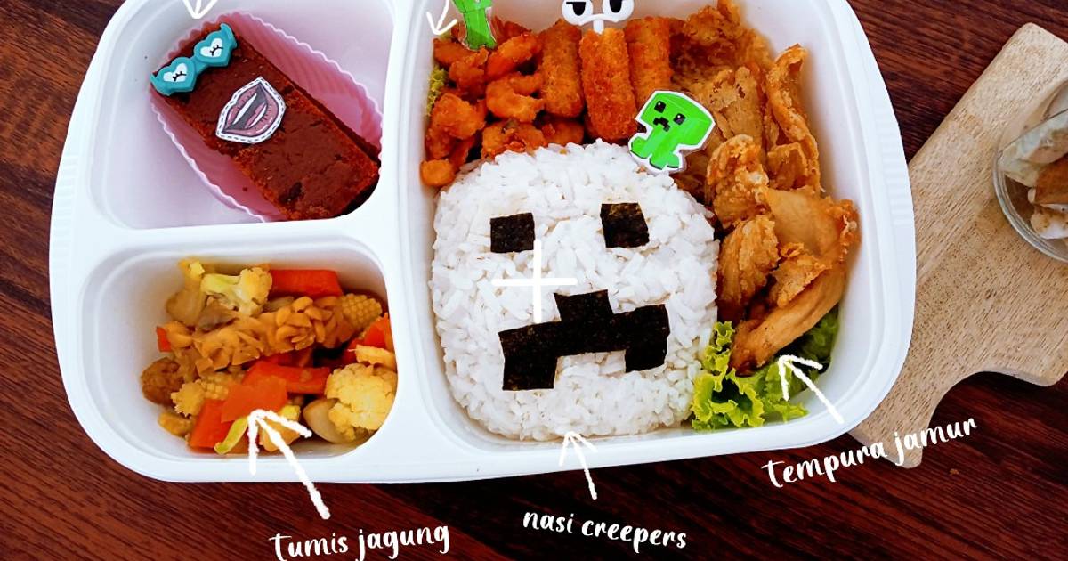 Resep BENTO/BEKAL SEKOLAH KARAKTER CREEPERS MINECRAFT oleh Noya Vlog ...