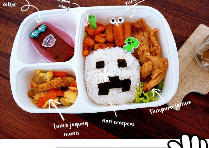 Resep BENTO/BEKAL SEKOLAH KARAKTER CREEPERS MINECRAFT oleh Noya Vlog - Cookpad