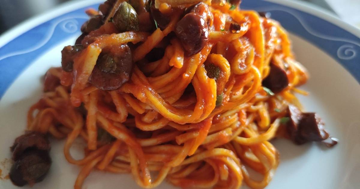 Spaghetti Oliva di Kalamata e Capperi (Aceitunas y Alcaparras) Receta ...