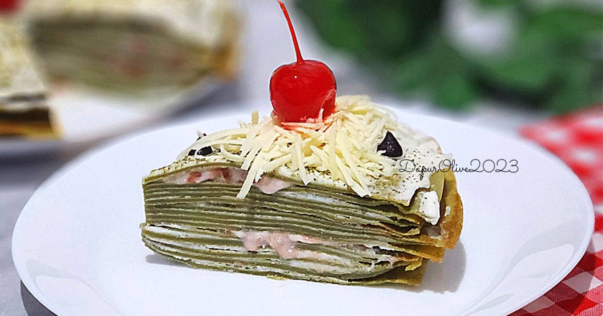 Resep Matcha Mile Crepes No Mixer No Oven Birthday Cake oleh Dapur ...