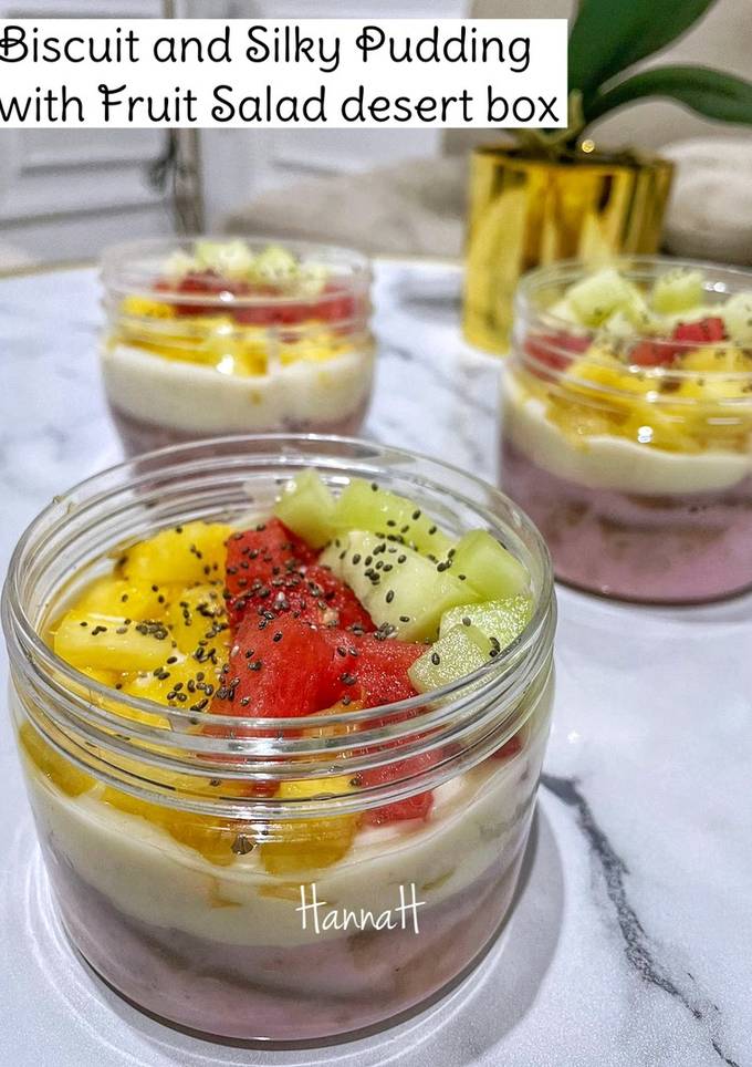 Resep Biscuit and Silky Pudding with fruit salad dessert box oleh ...