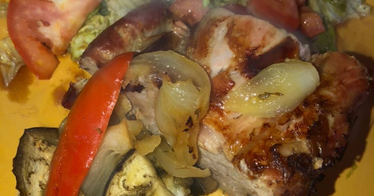 Lomo de cerdo con ensalada y vegetales al horno!!👌 Receta de graciela ...