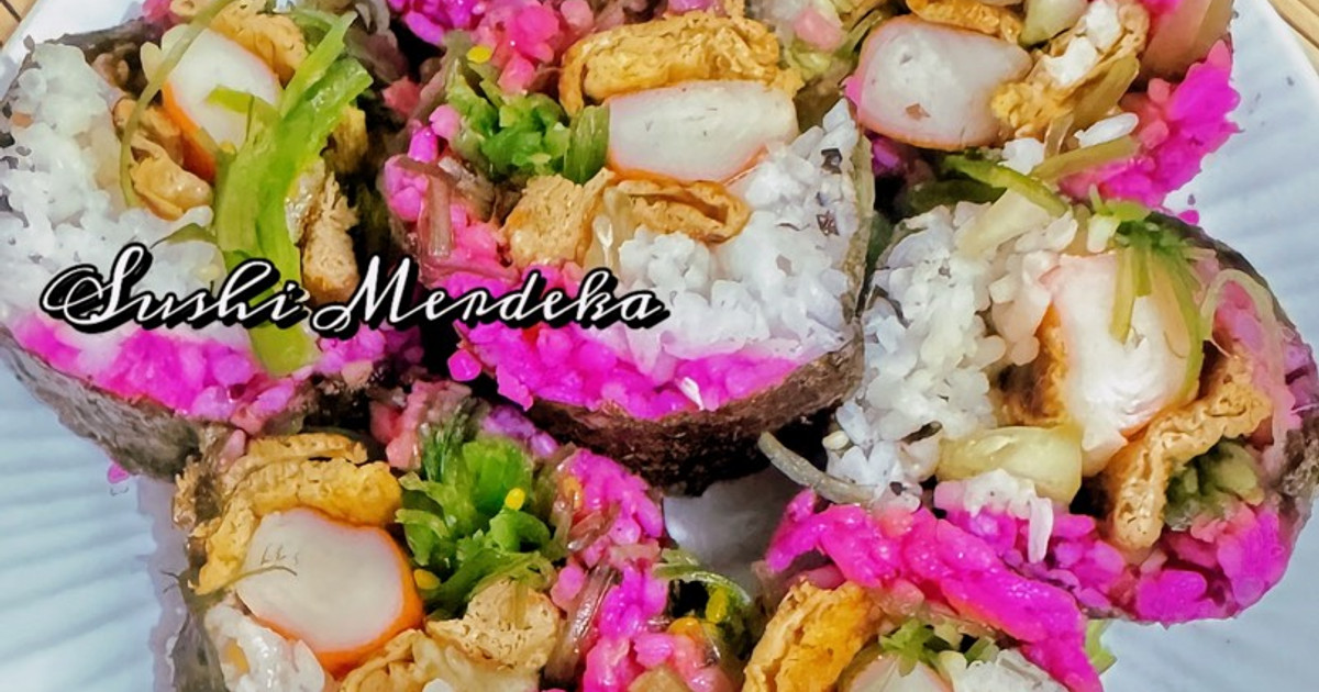 Resep Sushi Merah Putih Merdeka (Buah Naga) Simple & Nikmat oleh Bundadari - Cookpad