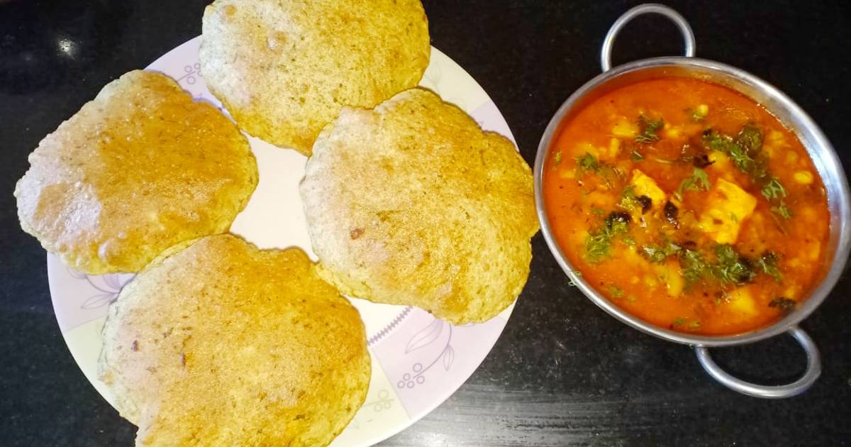 Palak Puri with yummy Allu-Mattar-paneer curry/ sabzi 😊 Recipe by ...