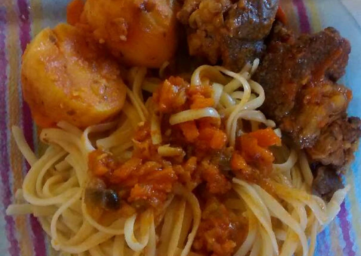 Estofado con fideo Receta de Marisol Lombardo- Cookpad