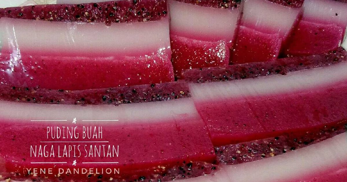 Resep Puding Buah Naga Lapis Santan #Dandelion oleh Yene Eka Rahman ...