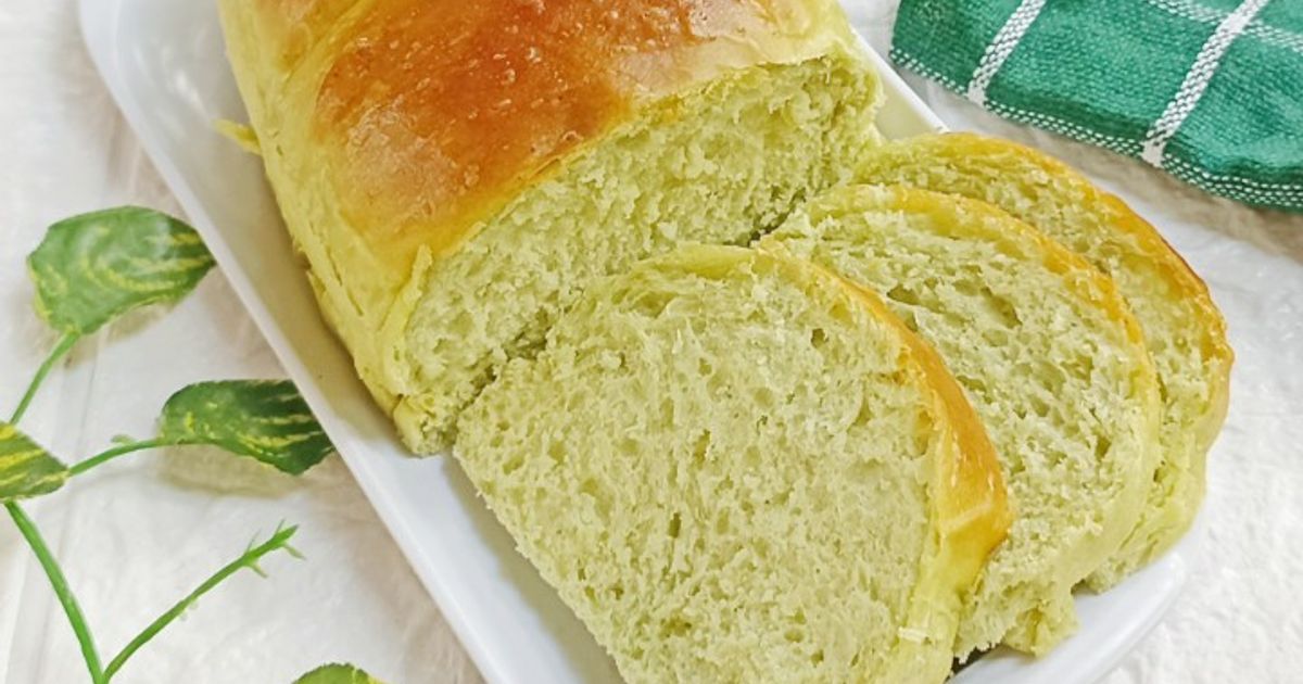 Resep Roti Tawar Matcha (Tanpa Telur, Tanpa Ulen)🌹 oleh Ibu Tina - Cookpad