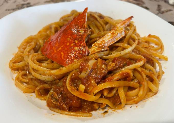Ricetta Linguine con Granchio e Pelati di Fabio Del Buono - Cookpad
