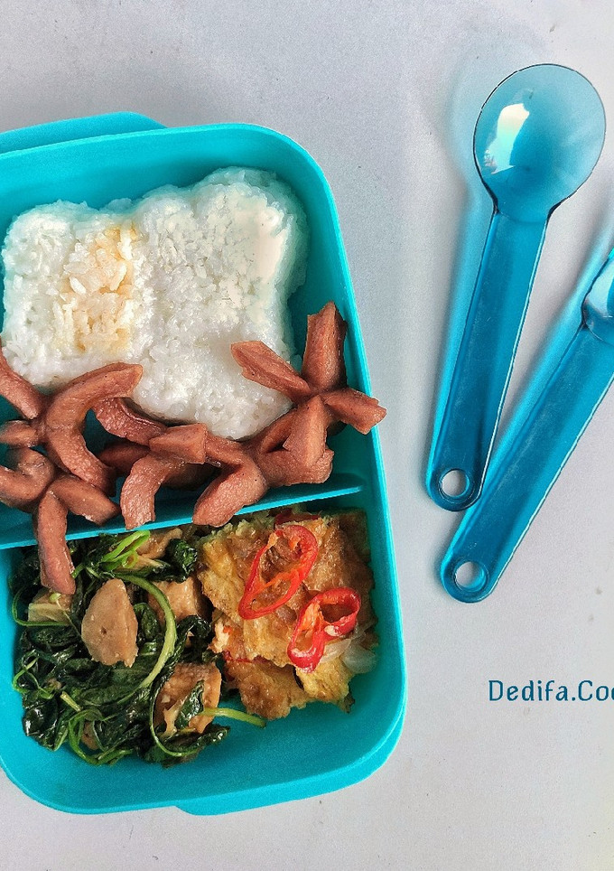 Resep 364. Oseng Bayam, Tahu, Pentol + Telur Dadar (Menu Bekal) oleh ...
