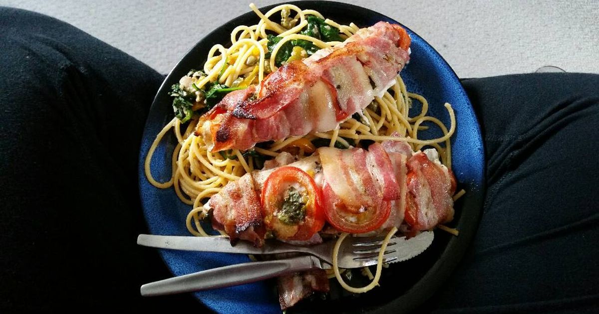 Bacon Wrapped Fish With Spaghetti Recipe By Ann Tigone
