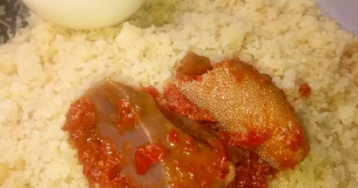 White couscous with stew Recipe by ummi Abba - Cookpad