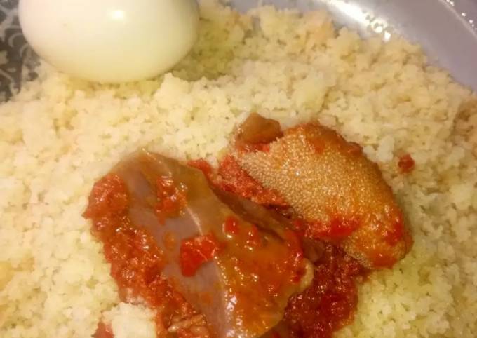 White couscous with stew Recipe by ummi Abba - Cookpad