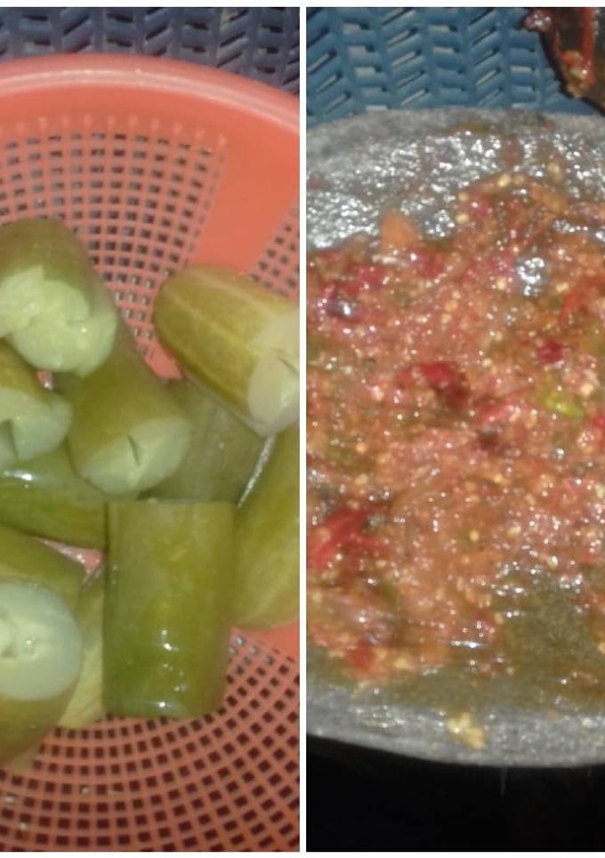 Resep Sambel tomat uleg lalapan timun rebus oleh Dety Sary - Cookpad