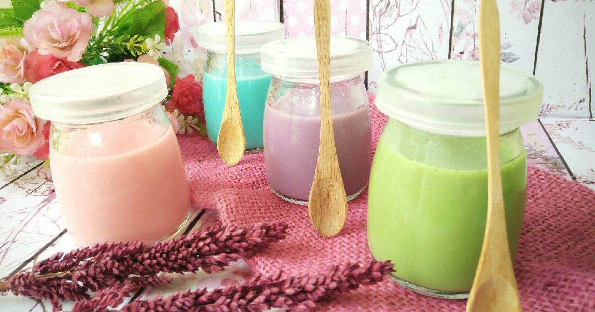 Resep Silky Puding A La Puyo Dessert (Blue Lychee, Purple Taro ...