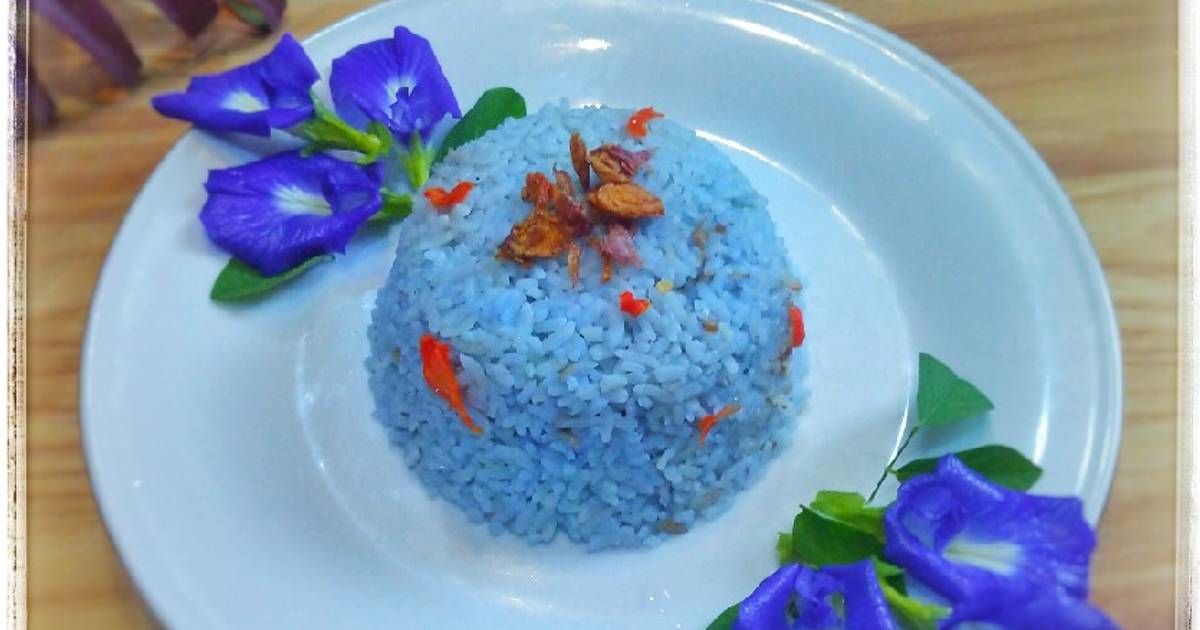 Resep Nasi Liwet Bunga Telang aka Nasi Kerabu Malaysia 💙 oleh F ...