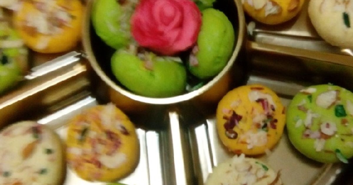 Almond Burfi Different Colours And Shapes Of Burfis Recipe by Nra Meera ...