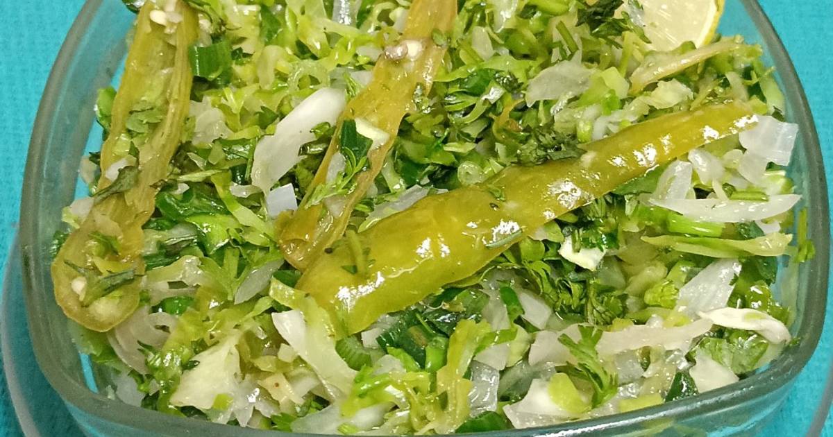 Green Leafy Cabbage 🥬 & Spring Onion Vegetable Recipe by Bina Samir ...
