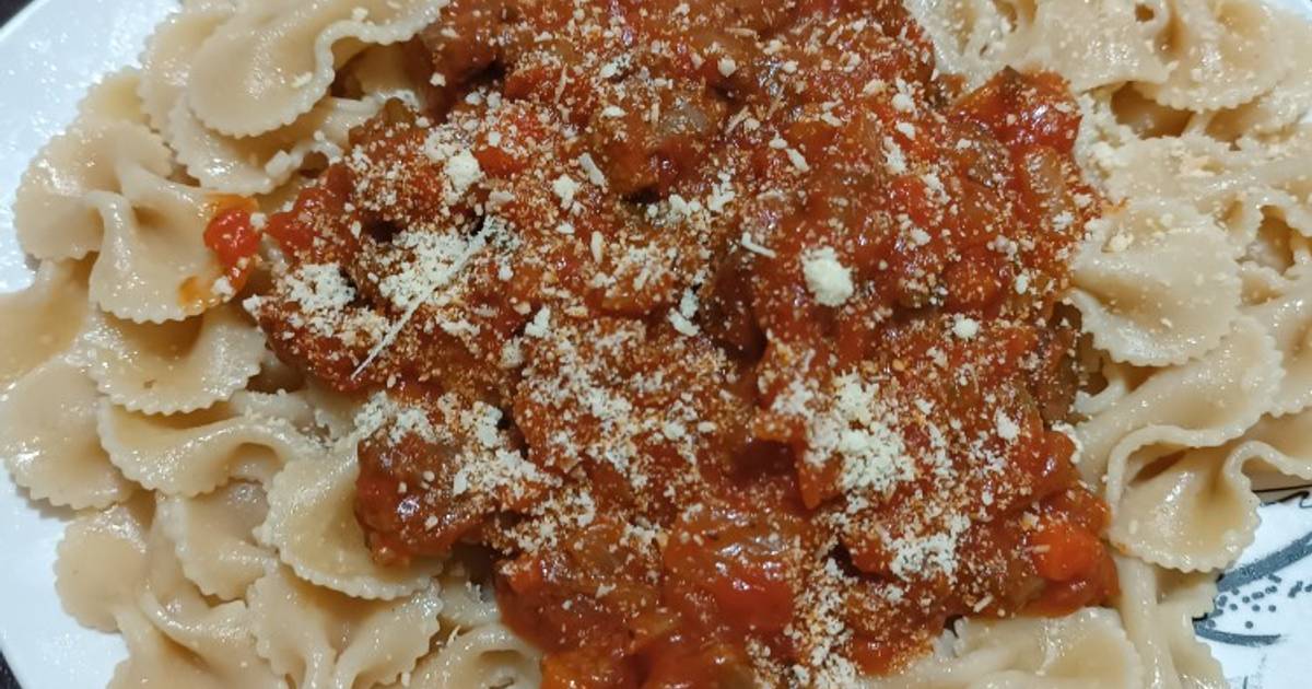 Corbatas con salsa Bolognesi mejoradi Receta de Mario Ponce Molina- Cookpad